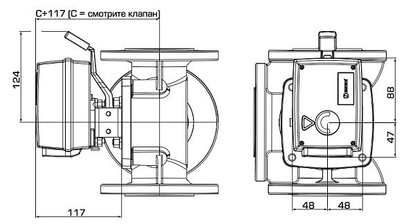 Клапан ESBE 3F65 фланцевый с приводом ESBE 90 3x, 220В 15 Нм купить с ...